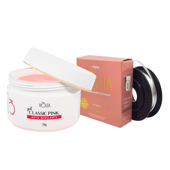 Gel Volia Classic Pink e Fibra de vidro rolo Kit Volia - Vòlia - Unhas ...