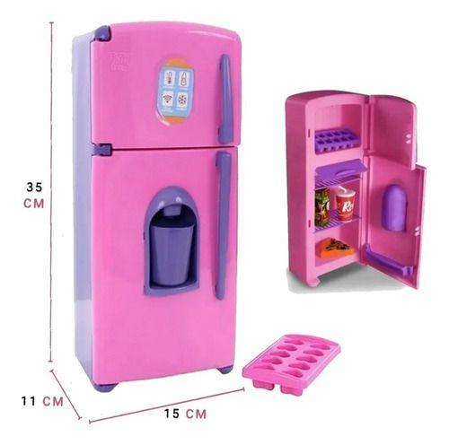 Geladeira De Brinquedo Rosa Duplex Infantil 3 Peças - Toys Brinquedos ...