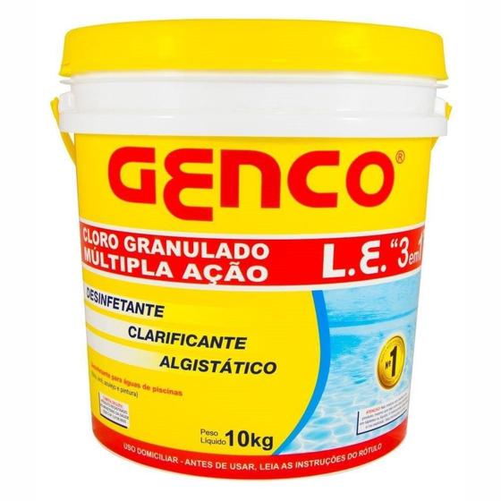 Genco Cloro Granulado L.E. 3 em 1 Multipla Ação 10kg Balde - Cloro para ...