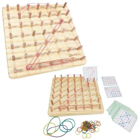 Geoplano Quadrado Madeira 3D Matemática Pedagógico Infantil - Criando ...