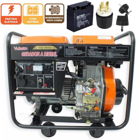 Gerador De Energia Vulcan VGE6000D Partida Manual E Elétrica 10h De ...