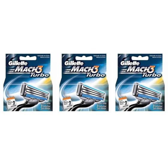 Gillette Mach3 Turbo Carga C2 Kit Com 3 - Lâmina e Carga para Aparelho ...