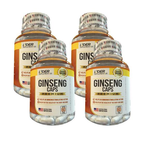 Ginseng caps - 60 caps 500mg kit com - 4 potes - Líder Vendas ...