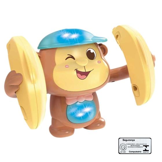Gira Macaco DM Toys Brinquedo Bate e Volta com Musica Luzes e Sensor de Palmas Cor Bege ...