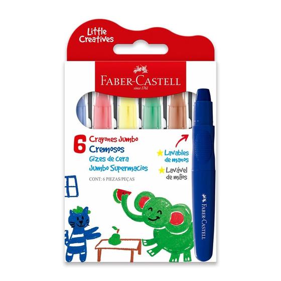 Giz De Cera Faber Castell Redondo Jumbo Little Creatives Retrátil 6 ...