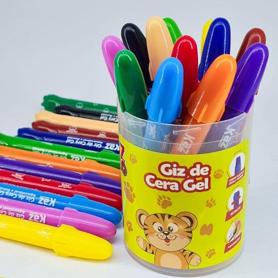 Giz De Cera Gel Retrátil Aquarelável 12 Cores - Kaz - Giz de Cera ...
