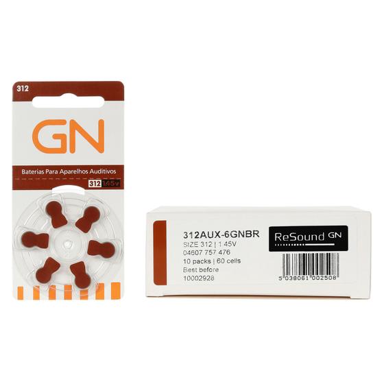 GN RESOUND 312 / PR41 - 10 Cartelas - 60 Pilhas Aparelho Auditivo - Acessórios Auditivos ...