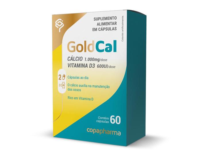 GoldCal Calcio + Vitamina D3 600MG Ossos e Dentes 60 Caps - Copapharma ...