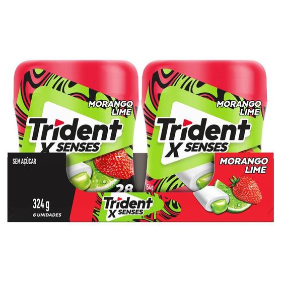 Goma de Mascar Morango Lime Zero Açúcar Trident X Senses Pote 54g 28 ...