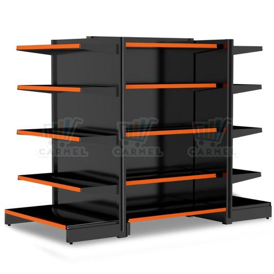 Gôndola De Supermercados 2 Ponta 1 Inicial Preta Etiqueta Laranja Amapá ...