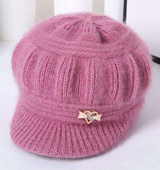 Gorro Boné Touca Boina de Lã com Viseira Forrada Feminina Inverno ...