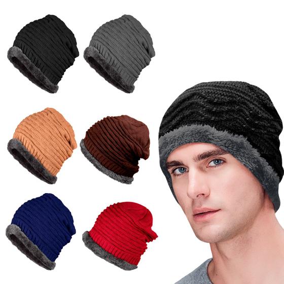 Gorro Touca Inverno Lã Masculina Feminina Forrada Pelinho Estilosa ...