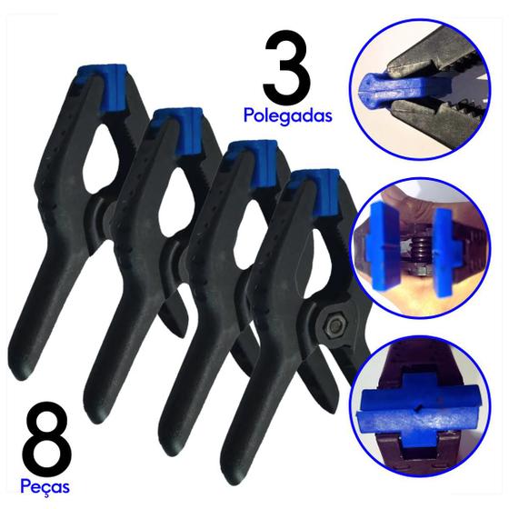 Grampo Sargento Plástico Artesanato 3Pol Kit Com 8 Peças - Rayco ...