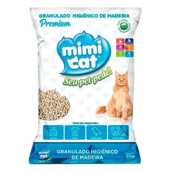 Granulado Higiênico De Madeira Mimicat 15 Kg Premium Para Gatos