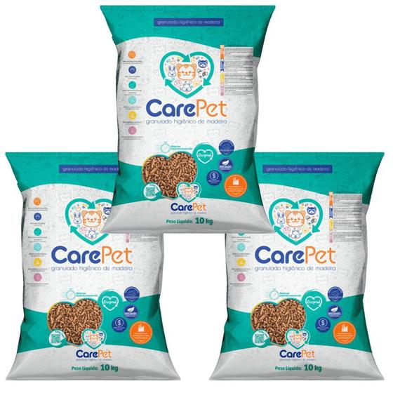 Granulado Higiênico de Madeira Nat CarePet Original 10Kg 3UN - Areia ...