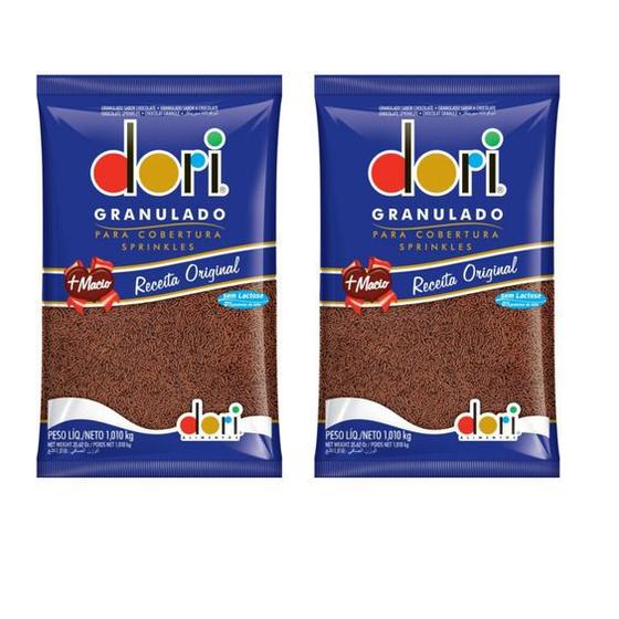 Granulado Macio Sabor Chocolate P/ Cobertura Kit 2 Unid 1kg - Dori ...