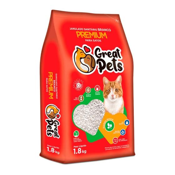 Granulado Sanitário Great Pets Diatomita Premium Branca para Gatos 1,8kg - Areia para Gato ...