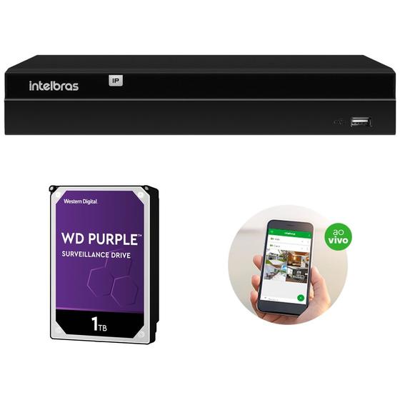Gravador de Vídeo IP NVR 4 Canais 4K PoE NVD 1404 P + HD 1 Tera Purple ...
