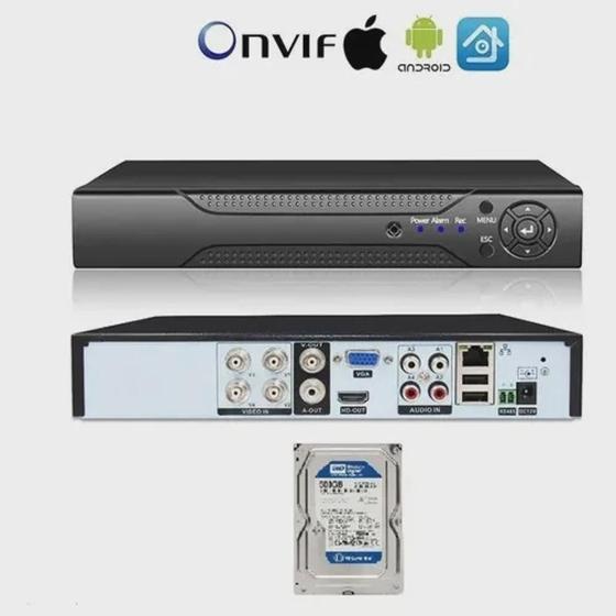 Gravador Digital de Video 4 Canais Dvr Nvr Hvr Stand Alone Com Hd 500gb ...