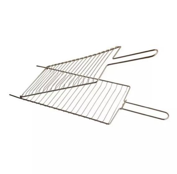 Grelha Dupla Dobrável Em Inox Para Churrasqueira Churrasco Peixes ...