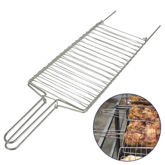 Grelha Dupla para Churrasqueira Churrasco Peixe frango linguiça ...