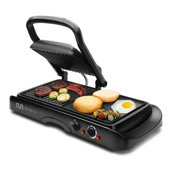 Grill 2 em 1 com Chapa Flutuante e Chapa Lisa, 127V 1500W Preto Multi ...