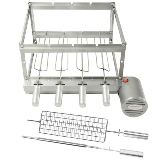 Grill Inox Churrasqueira 4 Espetos Bi Volts Brasa Grill + 1 Espeto ...