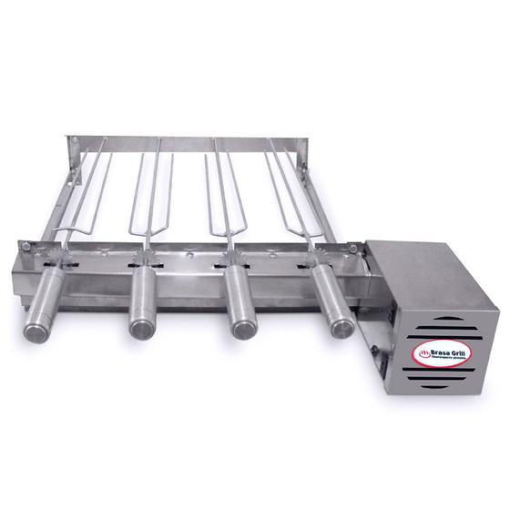 Grill Inox Churrasqueira Elétrica Giratória 4 Espetos Bi Volts - Brasa ...