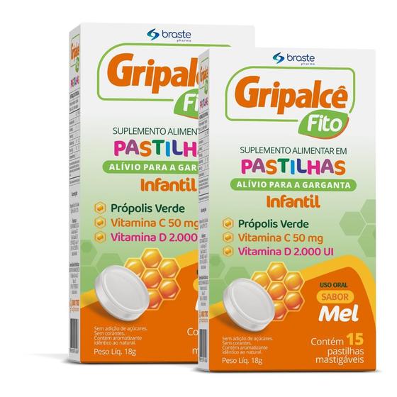 Gripalcê Fito Pastilhas Adulto e Infantil P/ Alivio da Garganta Sabor ...