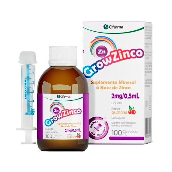 Grow Zinco 2mg/0,5ml sabor guarana sem açúcar 100ml - Zinco - Magazine ...