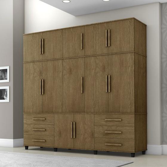 Guarda Roupa 12 Portas 6 Gavetas Londres Cor Jacarandá - SÃO MIGUEL ...