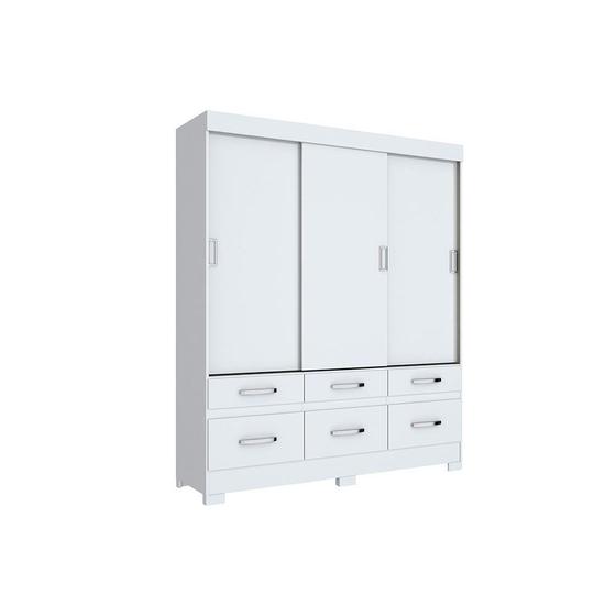 Guarda Roupa 3 Portas de Correr e 6 Gavetas Briz BE21 Branco - Henn ...