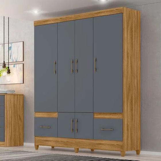 Guarda roupa 6 portas e 2 gavetas MS912 Freijo com Cinza - MOVAL ...
