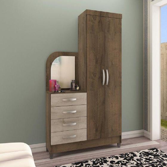 Guarda Roupa Armário Cômoda Penteadeira Espelho Quarto 2 Portas 4 ...