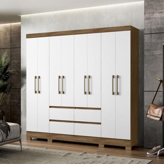 Guarda Roupa Belem 8 Portas 4 Gavetas Naturale Branco - Moval - Guarda ...