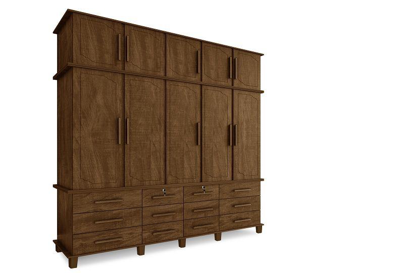 Guarda Roupa Berlim Quarto Casal 5 Portas 12 Gavetas com Maleiro Luapa ...