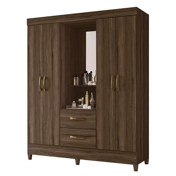 Guarda Roupa Capelinha Mobi 4 Portas Cedro - Móveis Albatroz - Guarda ...