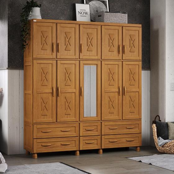 Guarda-Roupa Caribe com 10 Portas, Maleiro e 6 Gavetas Madeira Pinus ...