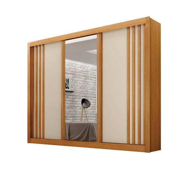 Guarda-roupa Casal 100% MDF 3 Portas 4 Gavetas com Espelho Central ...