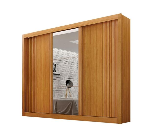 Guarda-roupa Casal 100% MDF 3 Portas 4 Gavetas com Espelho Central ...