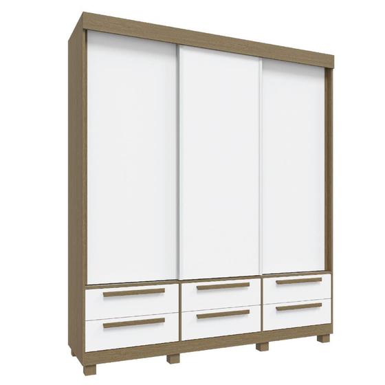 Guarda Roupa Casal 100% MDF 3 Portas Deslizantes com 6 Gavetas Sidney ...
