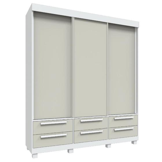 Guarda Roupa Casal 100% MDF 3 Portas Deslizantes com 6 Gavetas Sidney ...