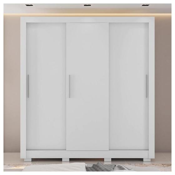 Guarda Roupa Casal 3 Portas 4 Gavetas Com 8 Pés Branco Glass - Caemmun ...