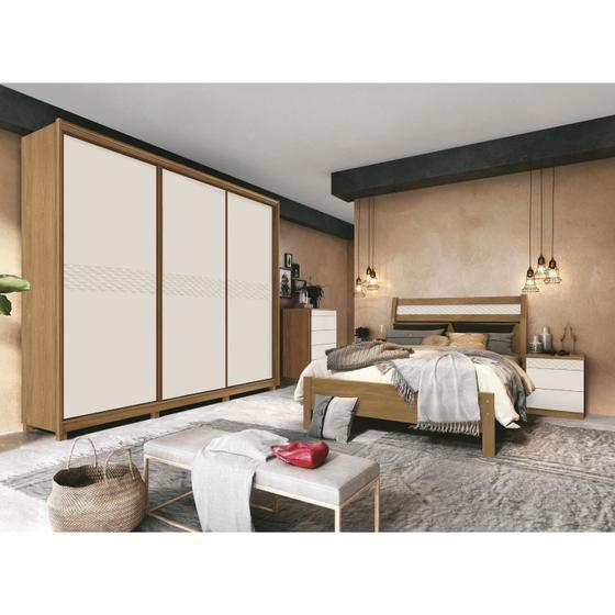 Guarda Roupa Casal 3 Portas 5 Gavetas Murano Plus Móveis Fazzio Freijó ...
