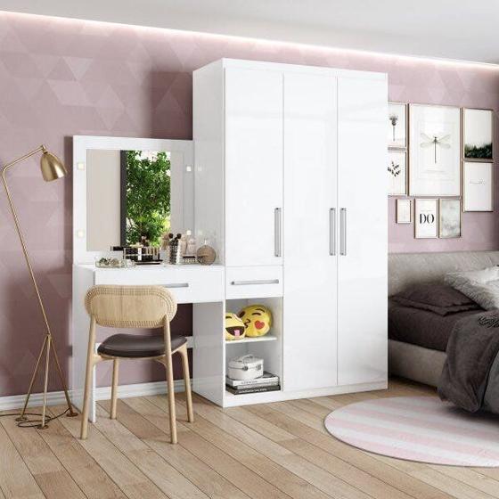 Guarda-Roupa Casal 3 Portas com Penteadeira Jabuticaba Yescasa - Guarda ...