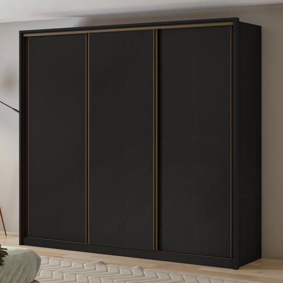 Guarda Roupa Casal 3 Portas de Correr 6 Gavetas 245cm Spazio Móveis ...