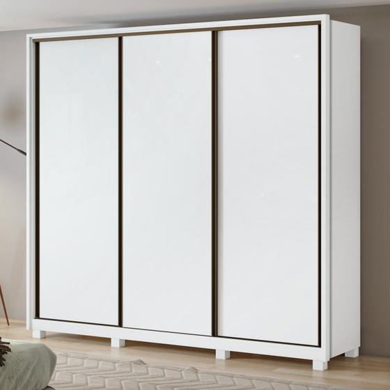 Guarda Roupa Casal 3 Portas de Correr 6 Gavetas e Pés 245cm Spazio ...