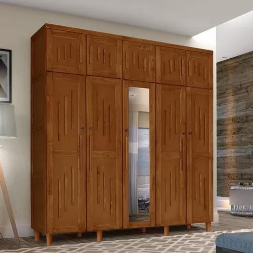 Guarda Roupa Casal 5 Portas C/Maleiro Rústico Com Espelho Maranhão ...