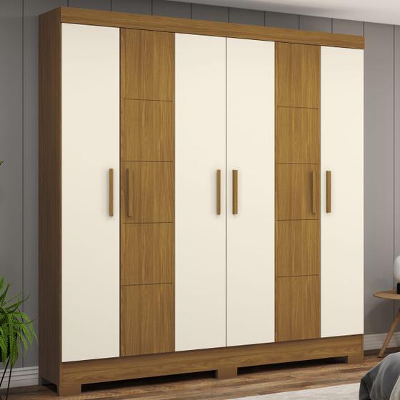 Guarda-roupa Casal 6 Portas 2 Gavetas Nature/off White B73 - Briz - Henn - Guarda-Roupa ...