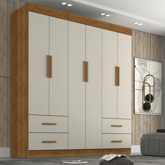 Guarda Roupa Casal 6 Portas 4 Gavetas Veneto Sallêto Móveis Cinamomo/Off White - Guarda-Roupa ...
